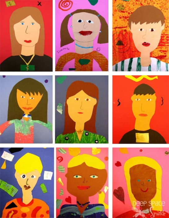 Paper Self-Portraits for Third Grade | Deep Space Sparkle