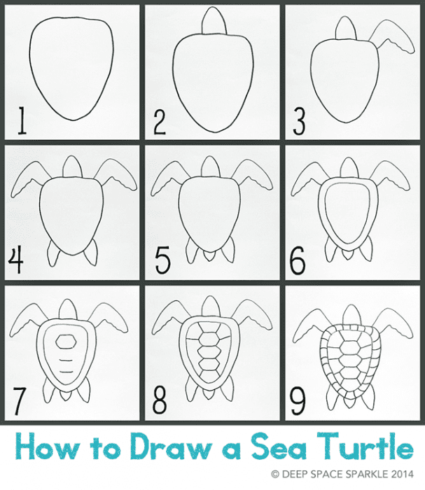 How to Draw a Sea Turtle Handout | Deep Space Sparkle