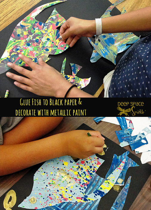 Repeat Fish Collage using Painted Paper | Deep Space Sparkle