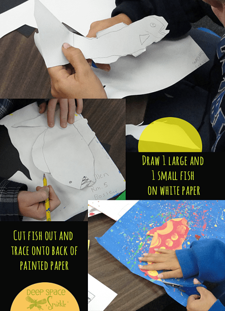 Repeat Fish Collage using Painted Paper | Deep Space Sparkle