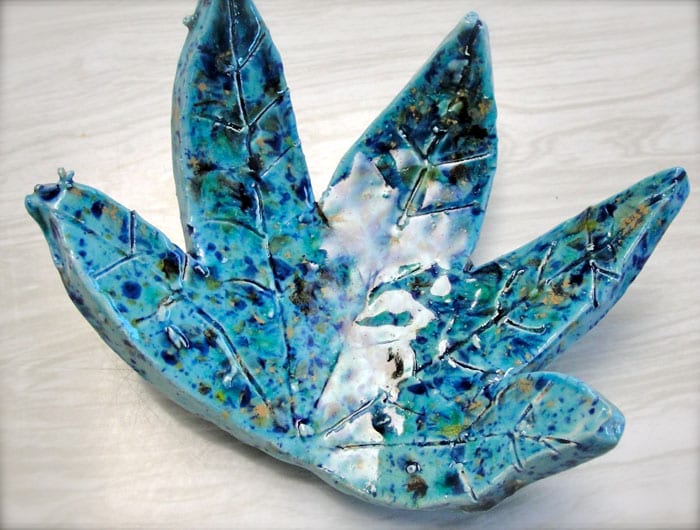 Ceramic leaf dish | Deep Space Sparkle