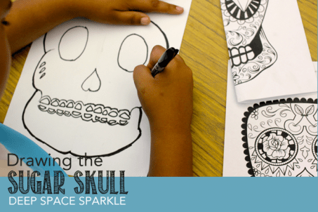 Sugar Skull Line Drawings & Collage | Deep Space Sparkle