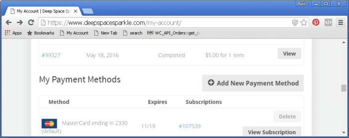 Add New Payment Method | Deep Space Sparkle