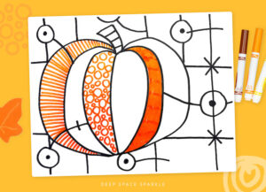 Romero Britto-Inspired Pumpkin Drawing Guide | Deep Space Sparkle