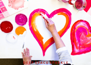 Painted Hearts Valentine's Day Art Project | Deep Space Sparkle