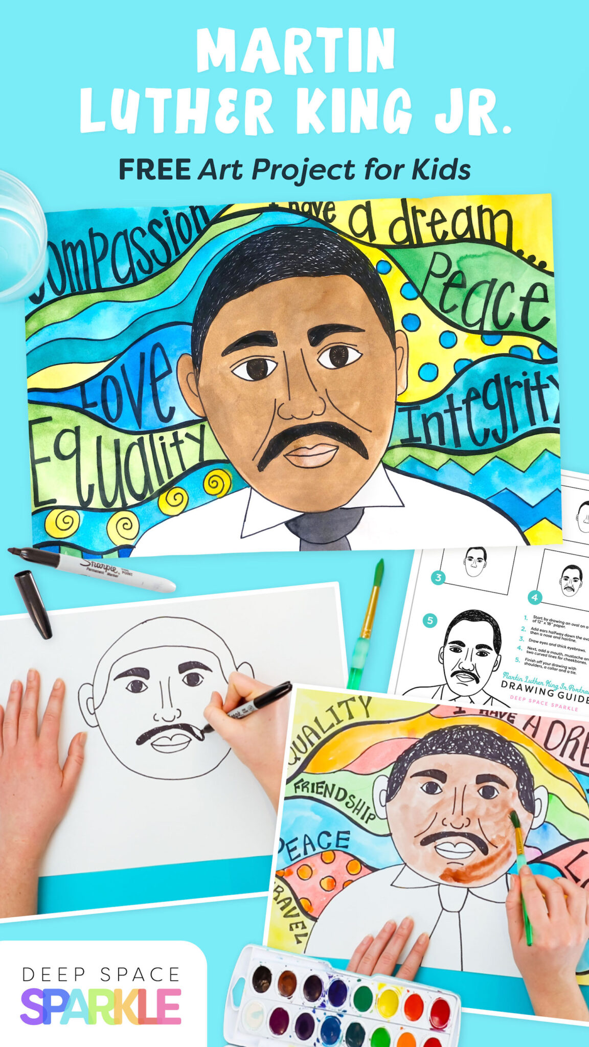 Martin Luther King Jr. Portrait Art Project | Deep Space Sparkle
