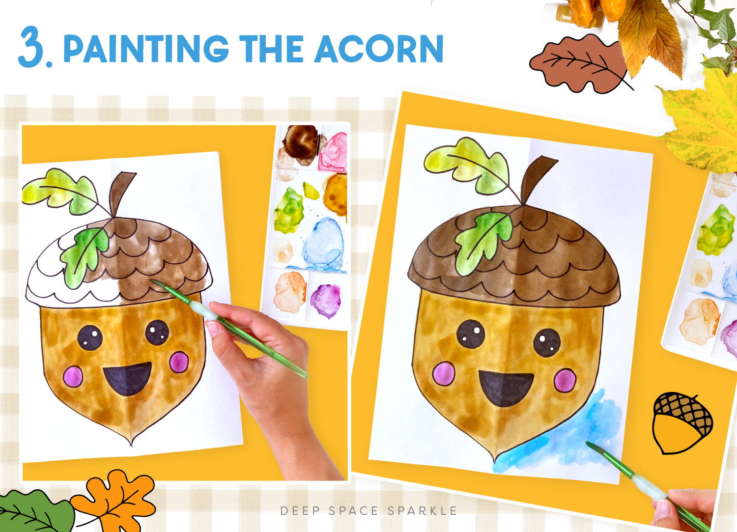 Acorn Art Project Using Watercolors | Deep Space Sparkle