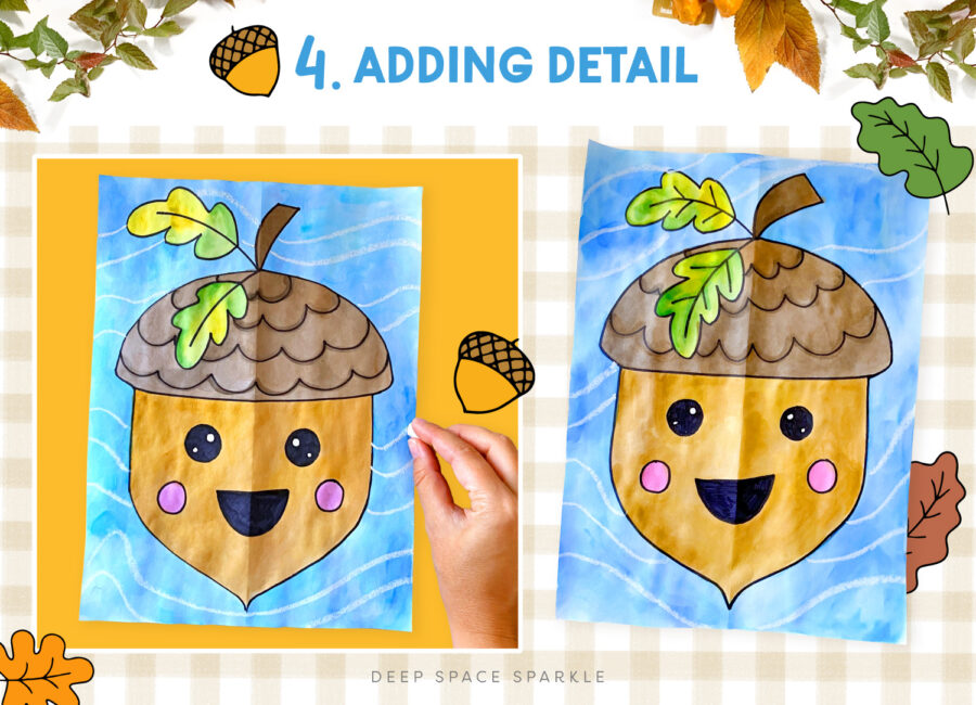 Acorn Art Project Using Watercolors | Deep Space Sparkle