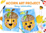 Acorn Art Project Using Watercolors | Deep Space Sparkle